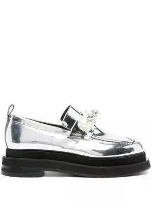 Simone Rocha Tone Calf Leather Loafers With Faux Pearl Detailing