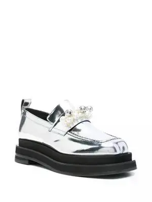Simone Rocha Tone Calf Leather Loafers With Faux Pearl Detailing