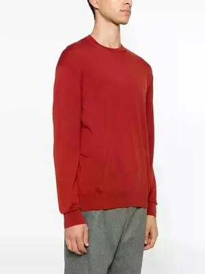 D4.0 Fine Knit Wool Crew Neck Sweater - Red
