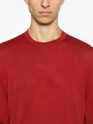 D4.0 Fine Knit Wool Crew Neck Sweater - Red
