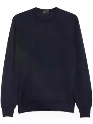 DELL'OGLIO Fine-knit Crew Neck Sweater - Blue