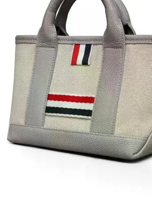Thom Browne Micro Tool Tote In Salt And Pepper Cotton Canvas