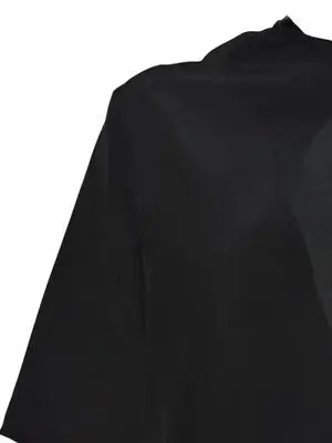 COVERT Open-back Blouse With Round Neckline And Short Sleeves - Black