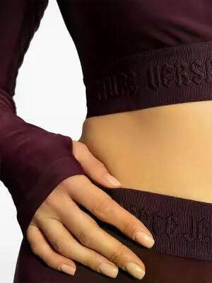 Versace Burgundy Logo-hem Cropped Top