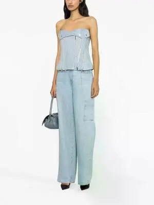 DION LEE Strapless Denim Top - Blue