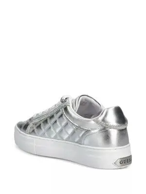 Guess Quilted Metallic-effect Sneakers - Silver