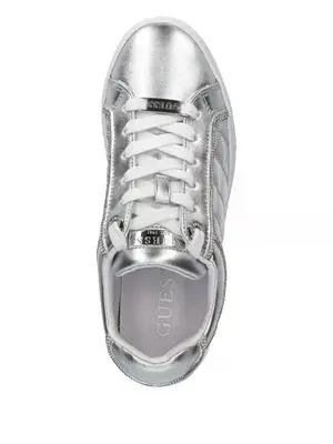 Guess Quilted Metallic-effect Sneakers - Silver