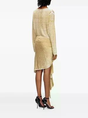 DIESEL® Long Sleeve V-neck Knotted Asymmetrical Dress