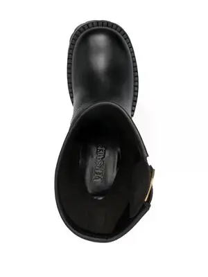 Versace Medusa Embossed Leather Calf-length Boots