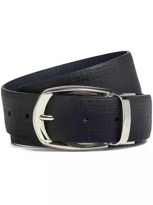 Zegna Leather Logo-engraved Belt - Black