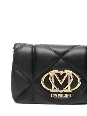 Moschino Logo Plaque Quilted Cross Body Bag