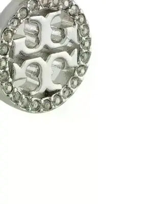 Tory Burch Icon Pavé Hoop Earrings - Silver