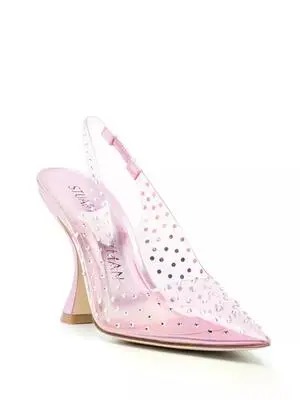 STUART WEITZMAN Crystal Embellished Transparent Slingback Pumps