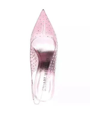 STUART WEITZMAN Crystal Embellished Transparent Slingback Pumps