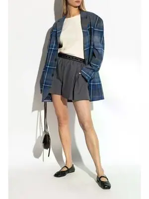 Marni Pleated Thigh-length Shorts With Logo Waistband
