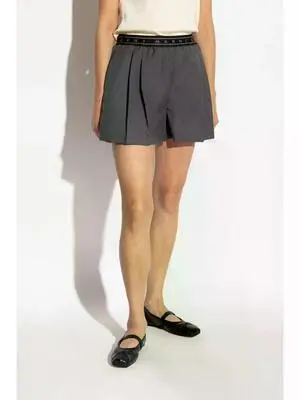 Marni Pleated Thigh-length Shorts With Logo Waistband
