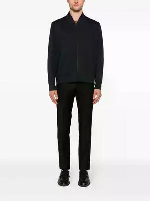 Harris Wharf London Navy Stretch-jersey Bomber Jacket