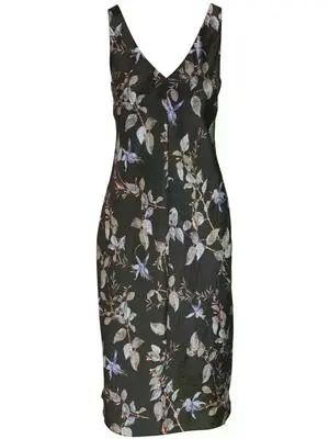 Vince Floral-print Satin Midi Dress - Blue