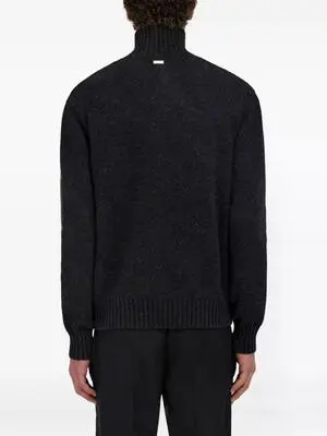 FERRAGAMO Cashmere Zip Neck Sweater - Grey
