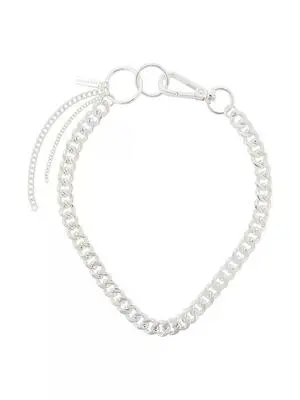 COUP DE COEUR Tone Logo Charm Chain Necklace - Silver