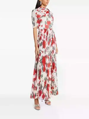 Huishan Zhang Floral Maxi Dress With Pleated Skirt