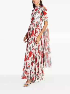 Huishan Zhang Floral Maxi Dress With Pleated Skirt