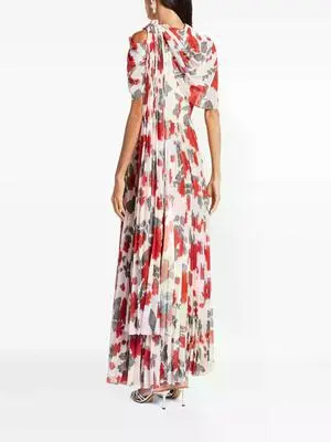 Huishan Zhang Floral Maxi Dress With Pleated Skirt