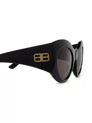Balenciaga Logo-plaque Round-frame Sunglasses