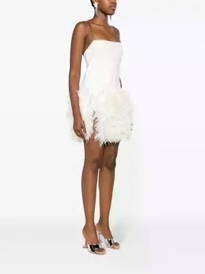 Attico Fujiko Feather-trimmed Minidress - White