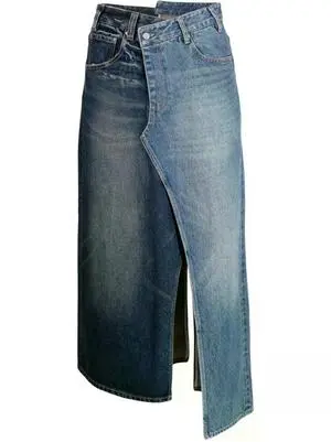 JNBY Asymmetric Panel Denim Maxi Skirt
