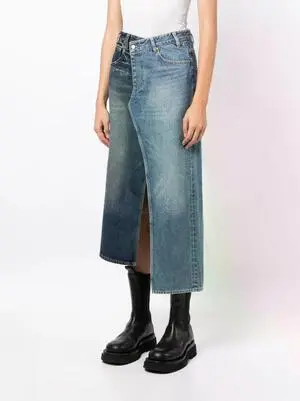 JNBY Asymmetric Panel Denim Maxi Skirt