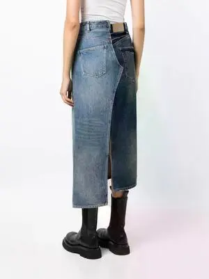 JNBY Asymmetric Panel Denim Maxi Skirt