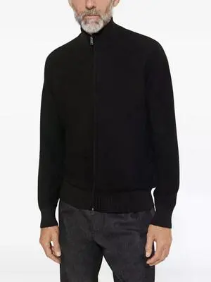 Zegna Cashmere-silk Blend Zip-up Cardigan - Black