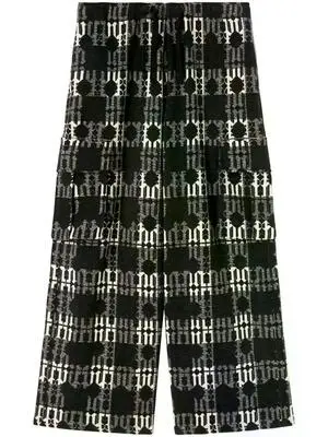 Palm Angels Monogram Jacquard Wide-leg Trousers - Black
