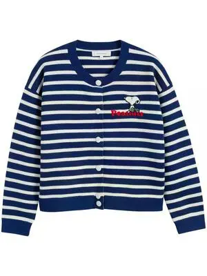 Chinti & Parker Navy Horizontal Stripe Snoopy Cardigan