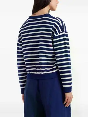 Chinti & Parker Navy Horizontal Stripe Snoopy Cardigan