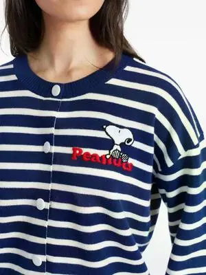 Chinti & Parker Navy Horizontal Stripe Snoopy Cardigan