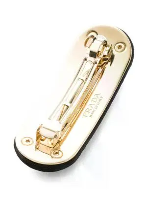 Prada Enamel Logo Hair Clip - Black