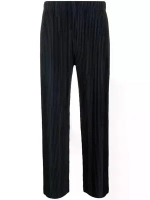 Issey Miyake September Plissé Straight-leg Trousers - Blue