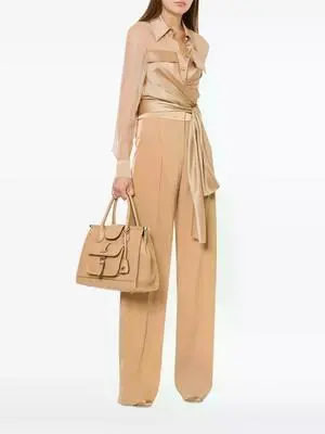 Alberta Ferretti Pressed Crease Straight Leg Trousers - Neutrals