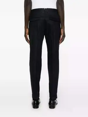 PT TORINO Mid-rise Tapered Trousers In Navy Virgin Wool Blend - Blue