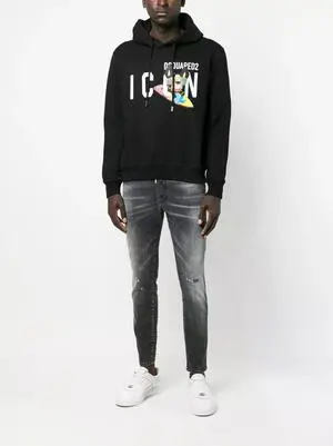 Dsquared2 Cotton Logo Print Hoodie
