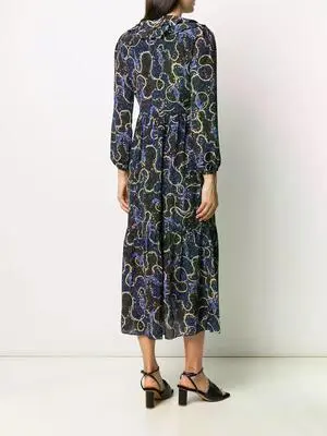 Saloni Printed Silk Flared Dress