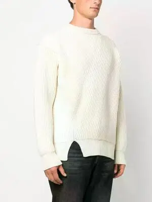 JIL SANDER Cream Wool Waffle Knit Jumper