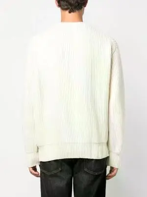 JIL SANDER Cream Wool Waffle Knit Jumper