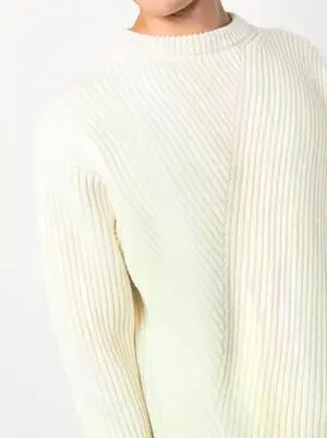JIL SANDER Cream Wool Waffle Knit Jumper