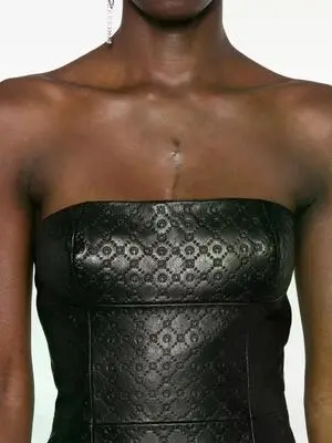 MARINE SERRE Monogram-embossed Leather Mini Dress