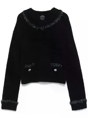 Huishan Zhang Bethany Bouclé Sweater With Crystal Embellishments - Black