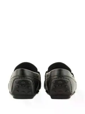 Emporio Armani Leather Driving Shoes With Logo Plaque - Brown