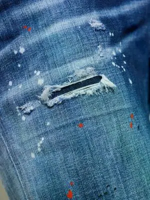 Dsquared2 Skinny Jeans With Whiskering And Paint Splatter Detail - Blue
